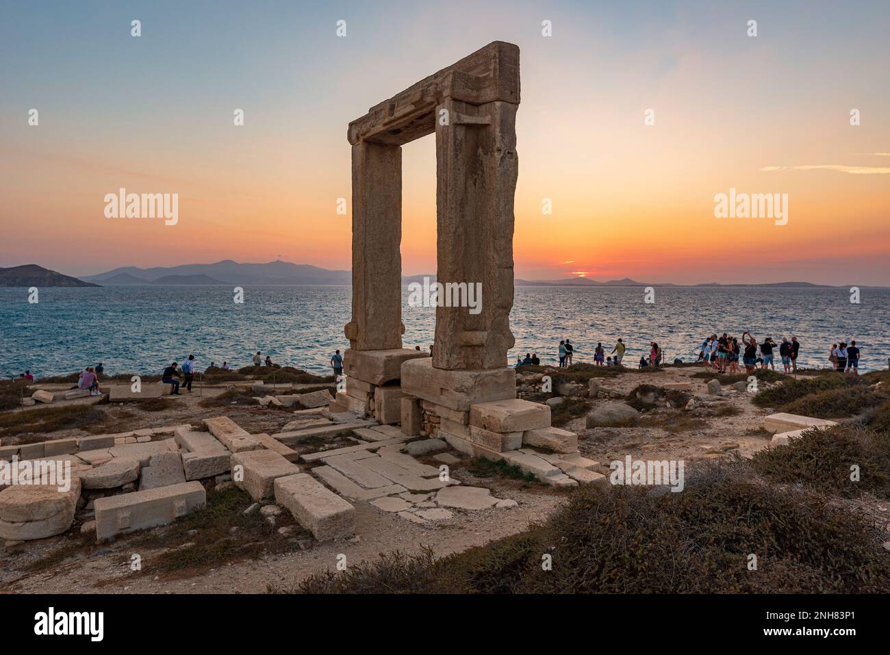 Panoramic view on the Portara at sunset, Naxos Stock Photo - Alamy