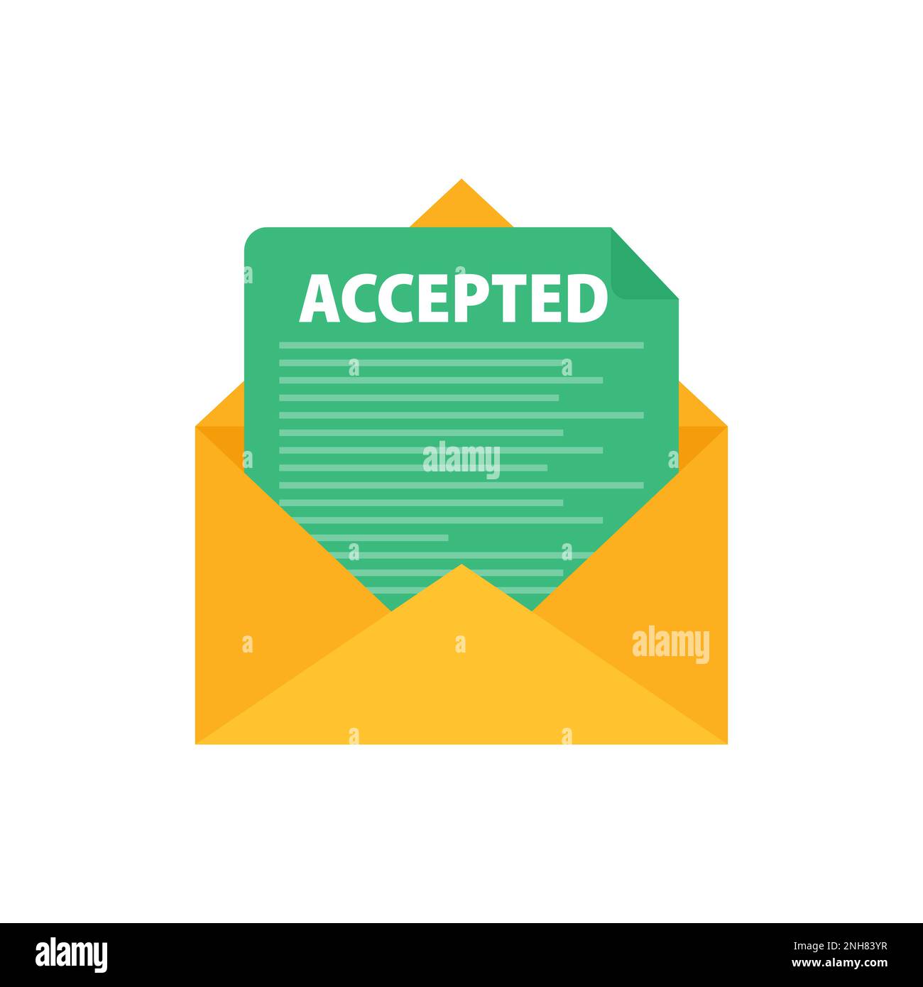 Letter with text accepted. Email with accepted header. Confirmation ...