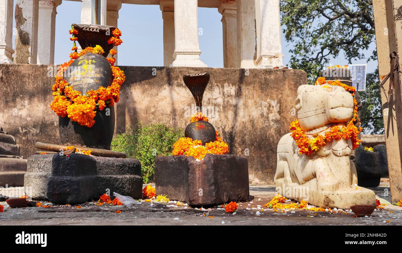 View of Shiva Linga and Nandi at Chausath Yogini Temple, Temple was ...