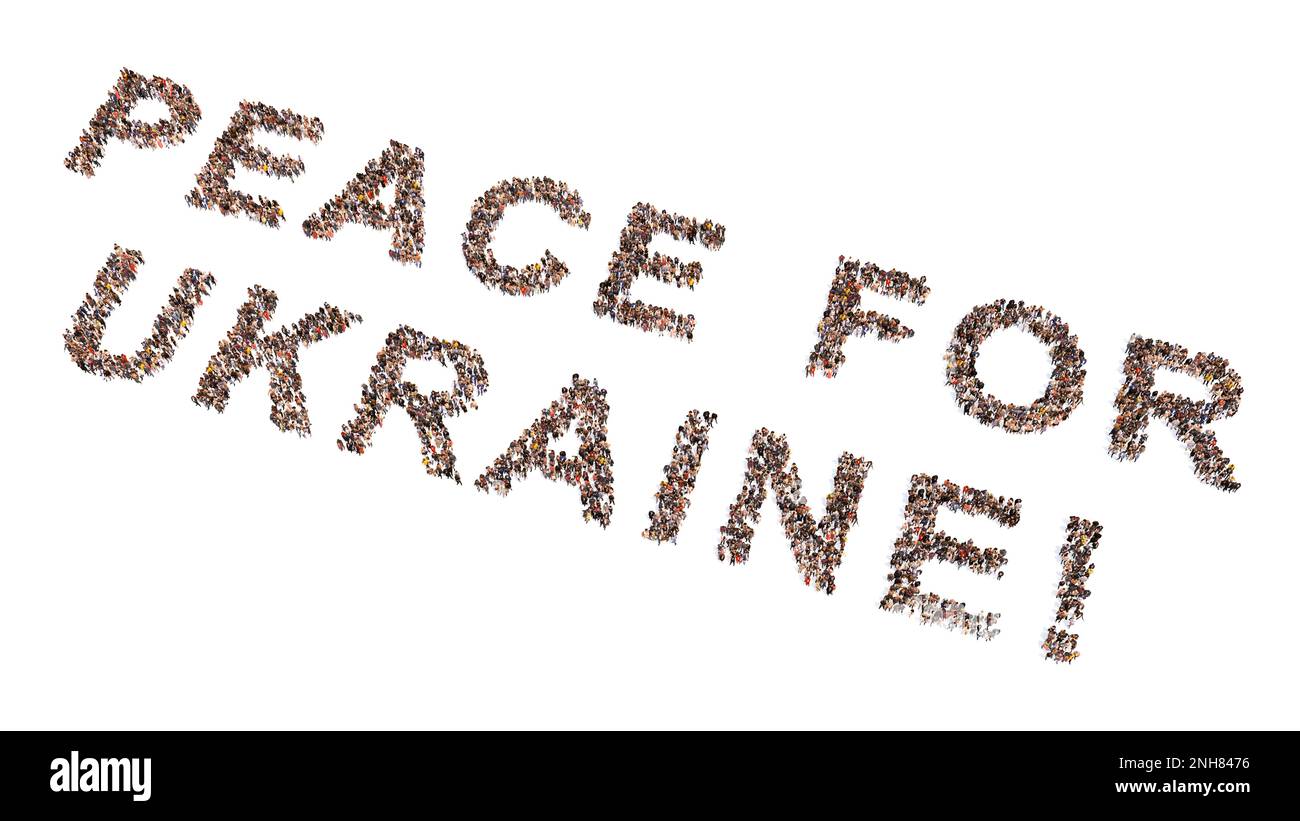 Concept conceptual large community of people forming the PEACE FOR ...