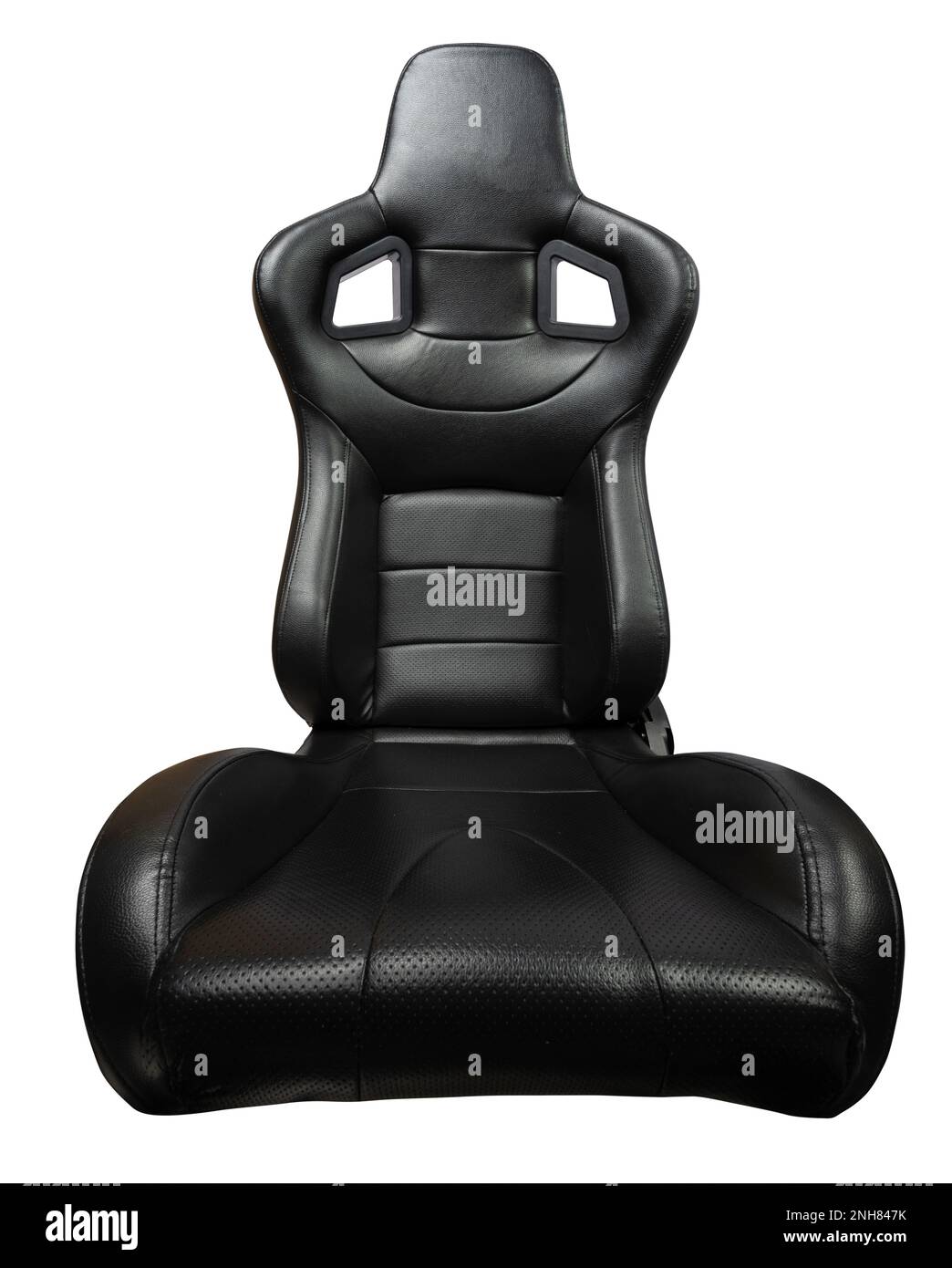 Black leather racing car seat isolated on white studio background Stock ...