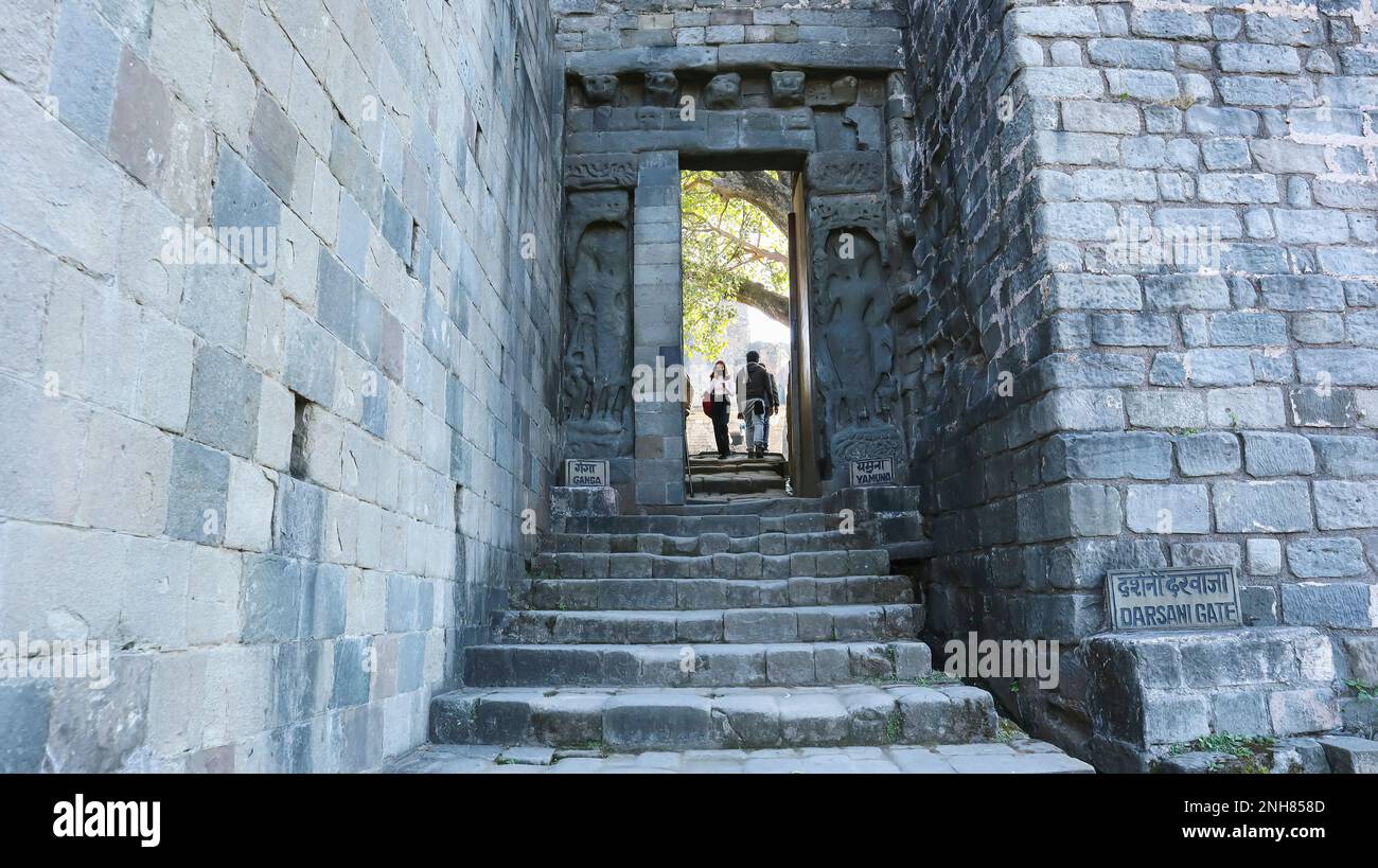 INDIA, HIMACHAL PRADESH, KANGRA, December 2022, Tourist at entrance of ...