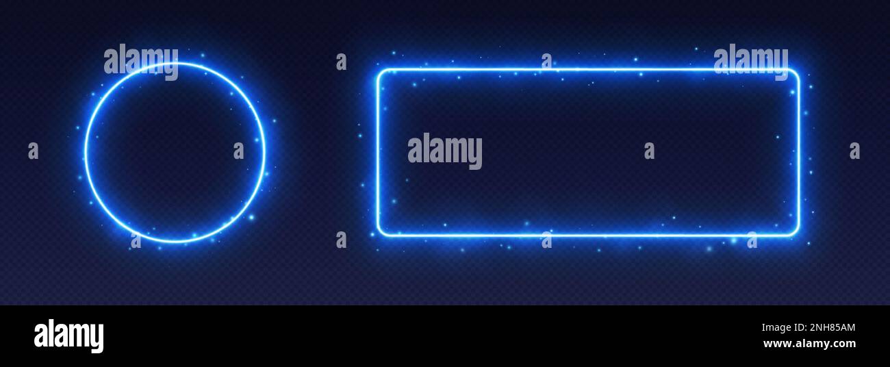 Blue neon frames with smoke and sparkles, ice borders concept Stock ...