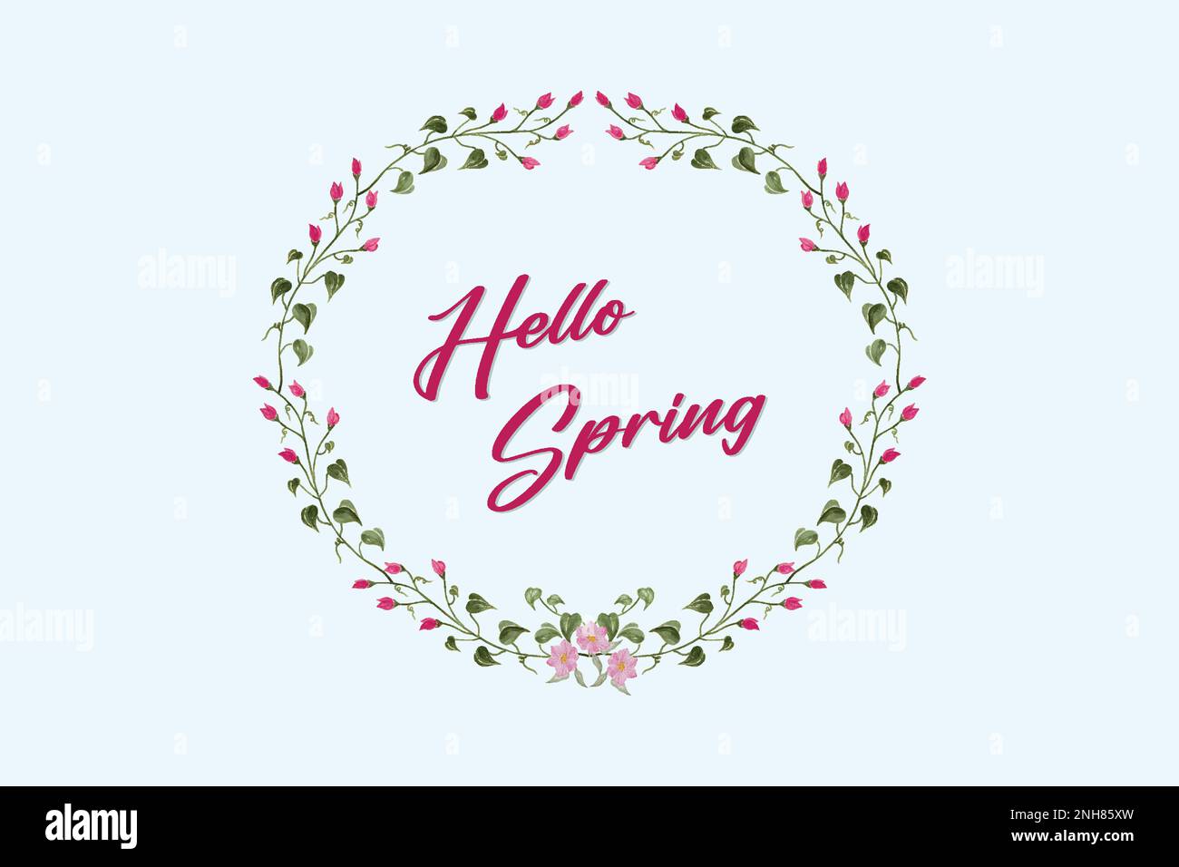 Hello Spring! Floral wreath.modern watercolor vector illustration Stock ...