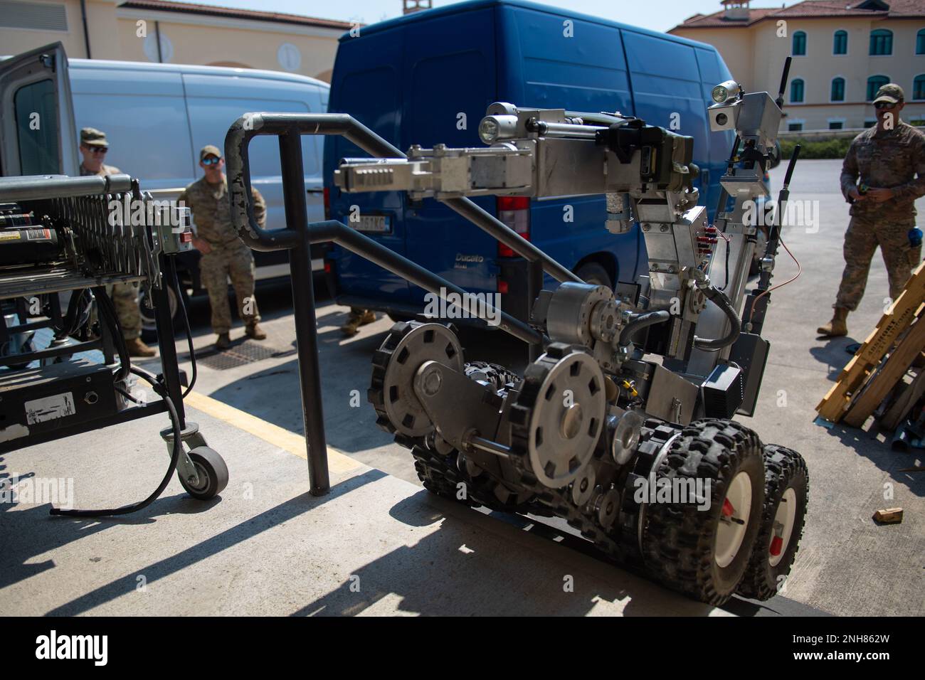 The 31st Civil Engineer Squadron explosive ordnance disposal robot ...