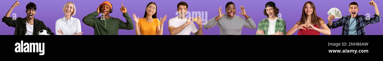 Collection of multiethnic people sharing good vibes, collage Stock ...