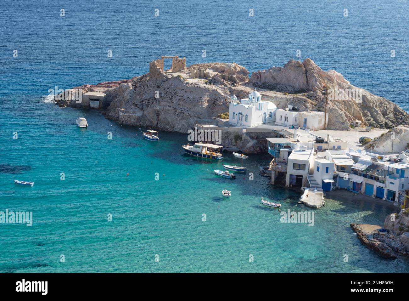 The small village of Firopotamos seen from above, Milos Stock Photo - Alamy
