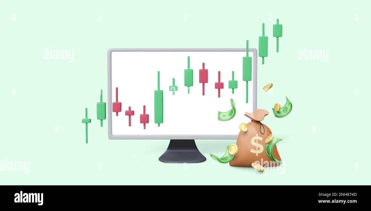 Online trading on stock exchange and binary options. PC monitor ...