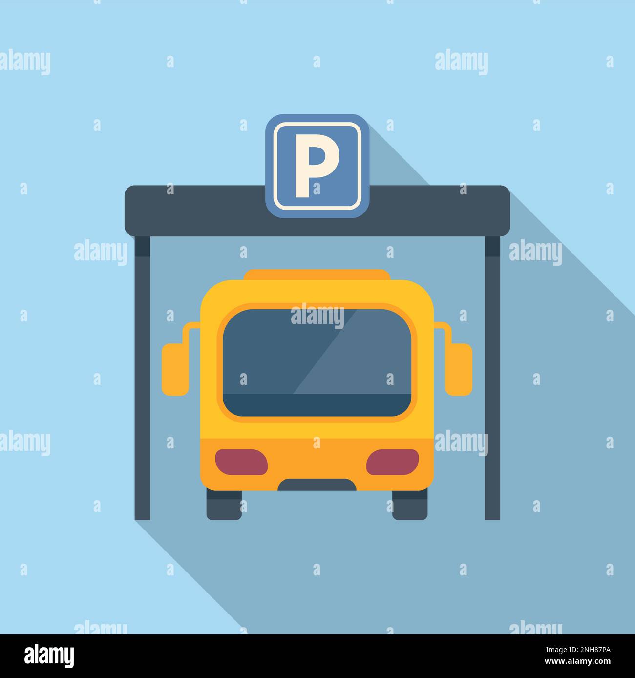 Bus paid parking icon flat vector. Car park. Space truck Stock Vector ...