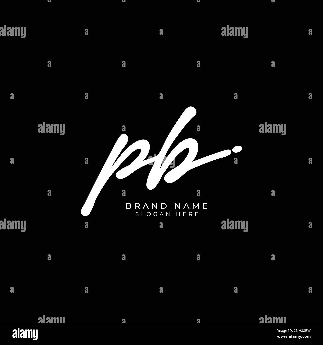 P, B, PB Initial letter handwriting and signature vector logo Stock ...