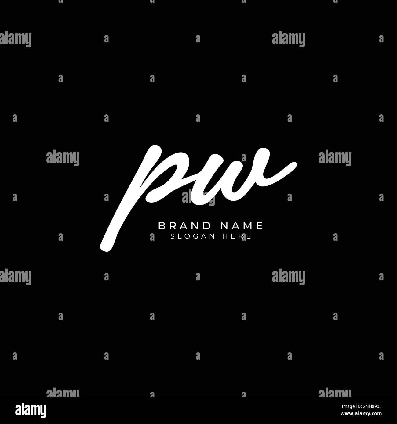 P, W, PW Initial letter handwriting and signature vector logo Stock ...