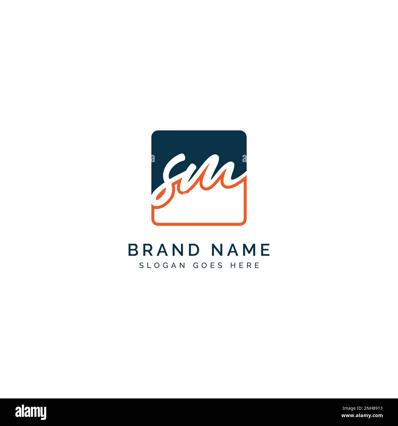 S M Sm Initial Letter Handwritten And Signature Vector Image Template In Square Shape Logo