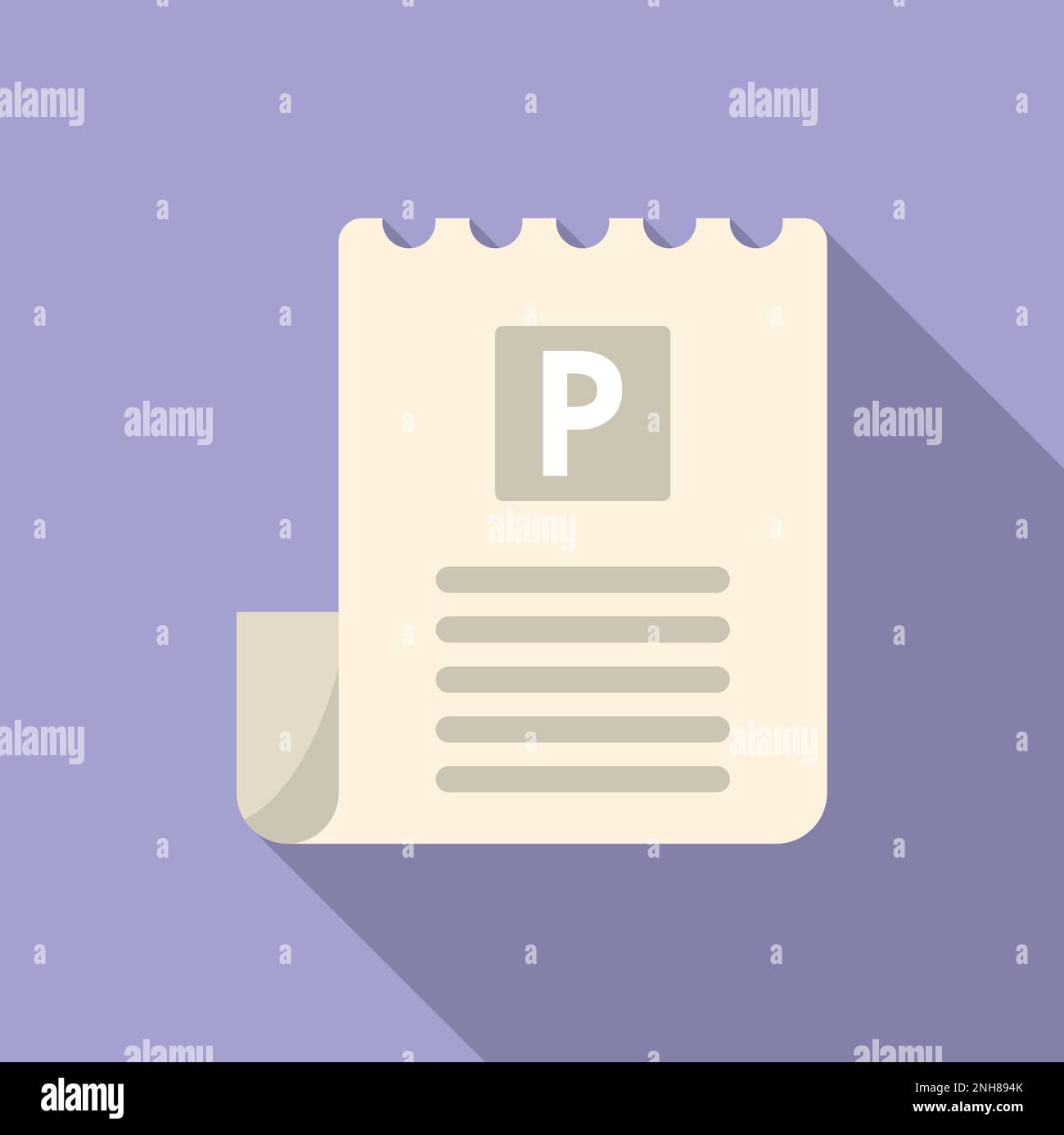 Paid parking bill paper icon flat vector. Lot space. Security zone ...