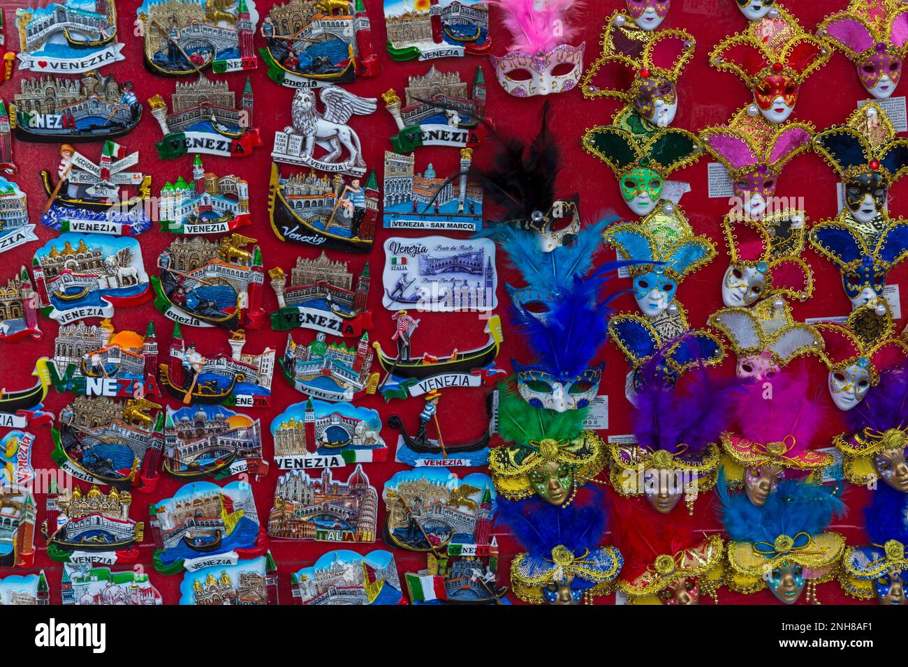 Venice fridge magnets and decorative masks on display for sale in shop ...