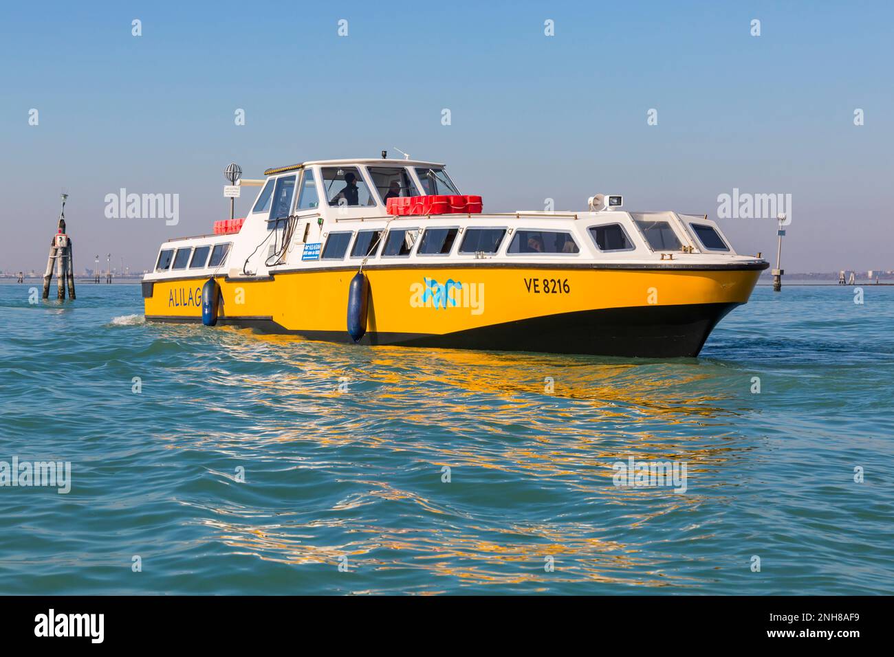 Alilaguna boat, water boat transport between the airport and Venice, at ...