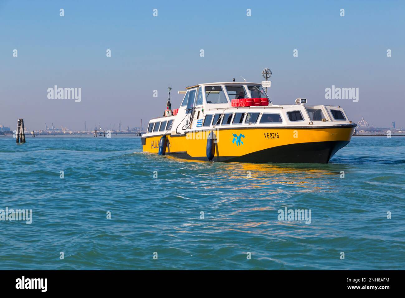 Alilaguna boat, water boat transport between the airport and Venice, at ...