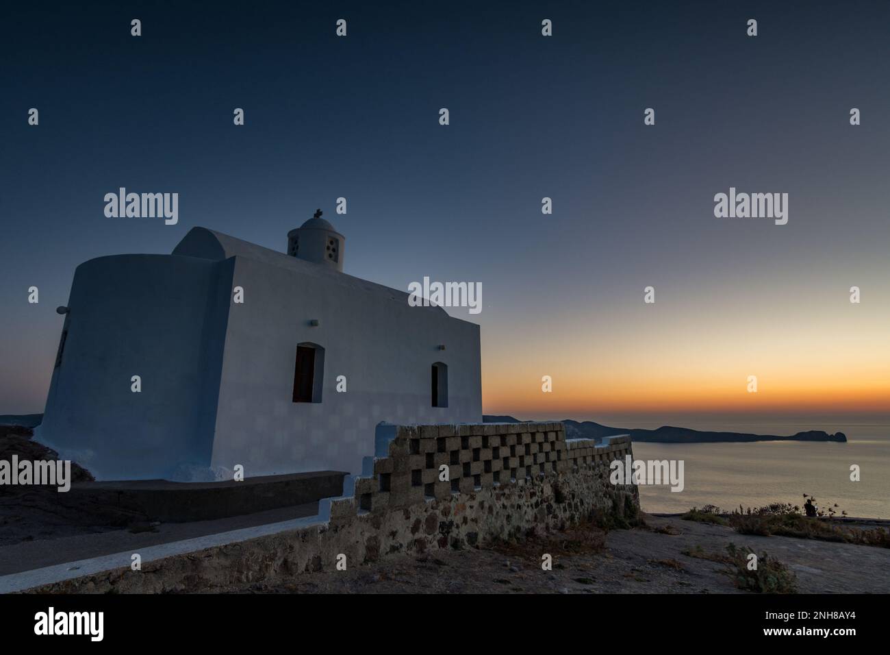 Sunset seen from the Venetian castle of Plaka, Milos Stock Photo - Alamy