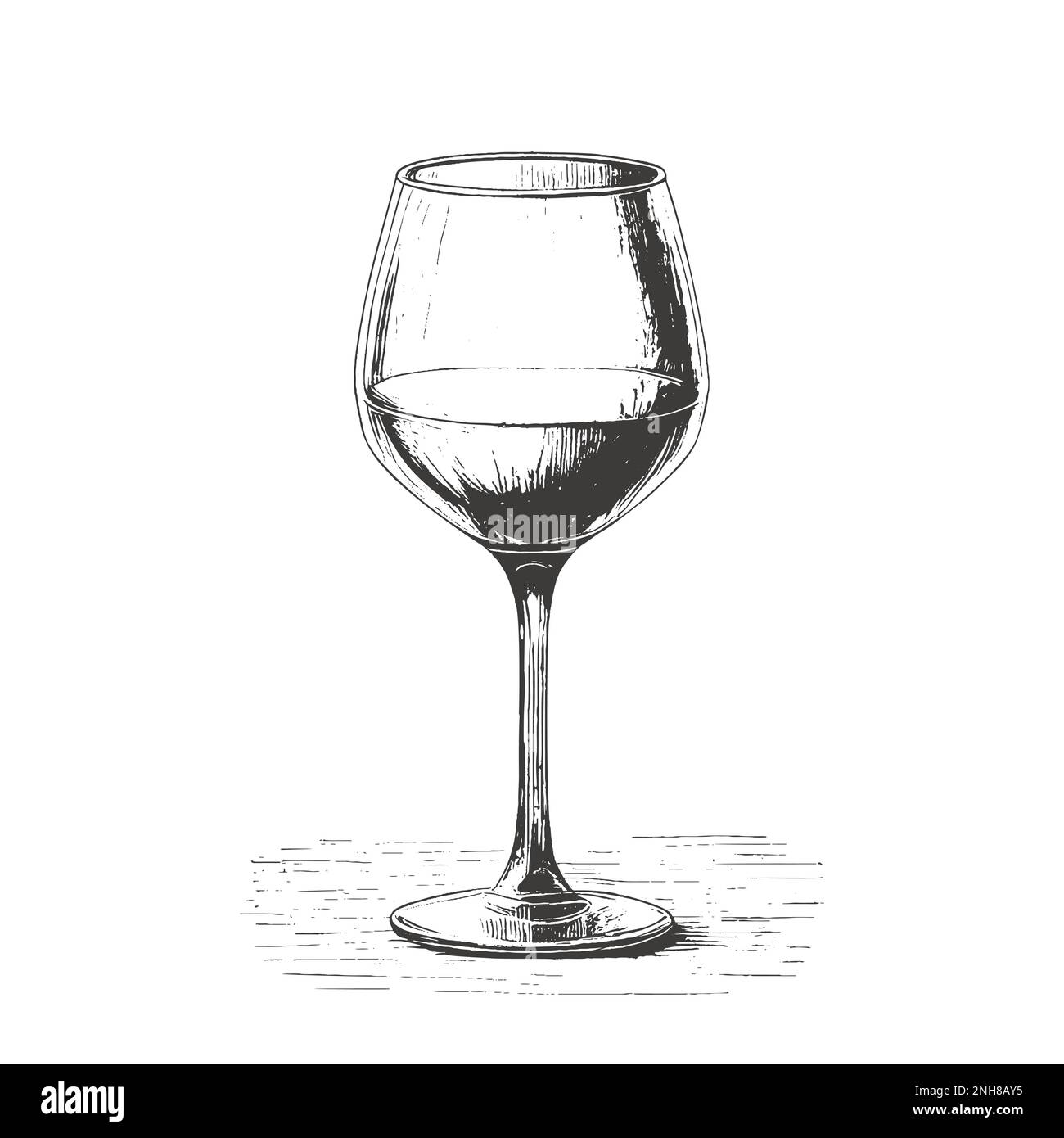 Vector Illustration Of A Wine Glass Engraving Technique Stock Vector Image And Art Alamy
