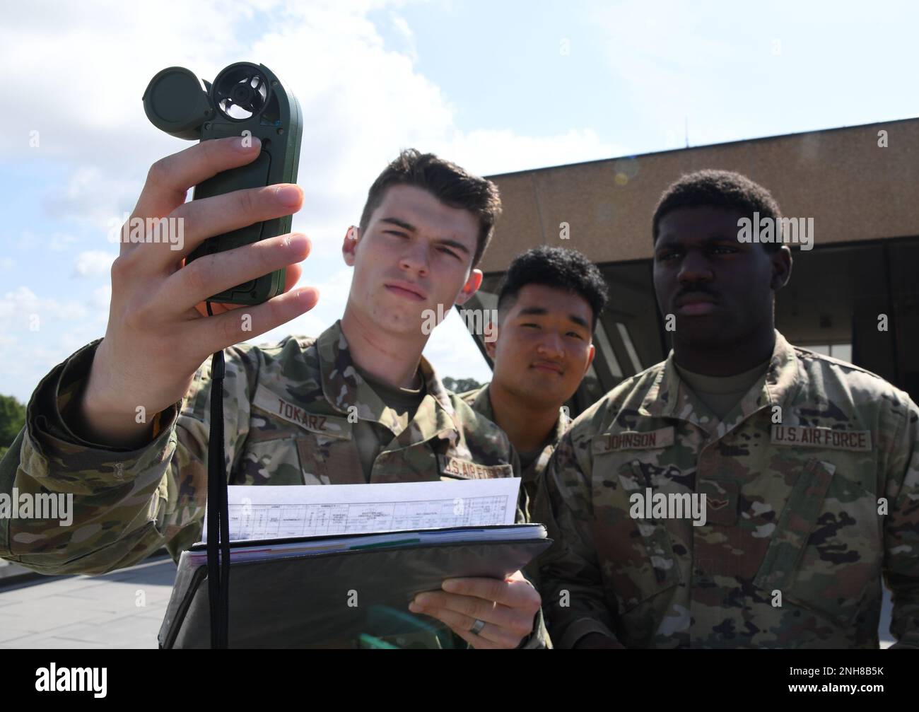 U.S. Air Force Airmen Chase Tokarz, Trey Bunao and Darrien Johnson ...