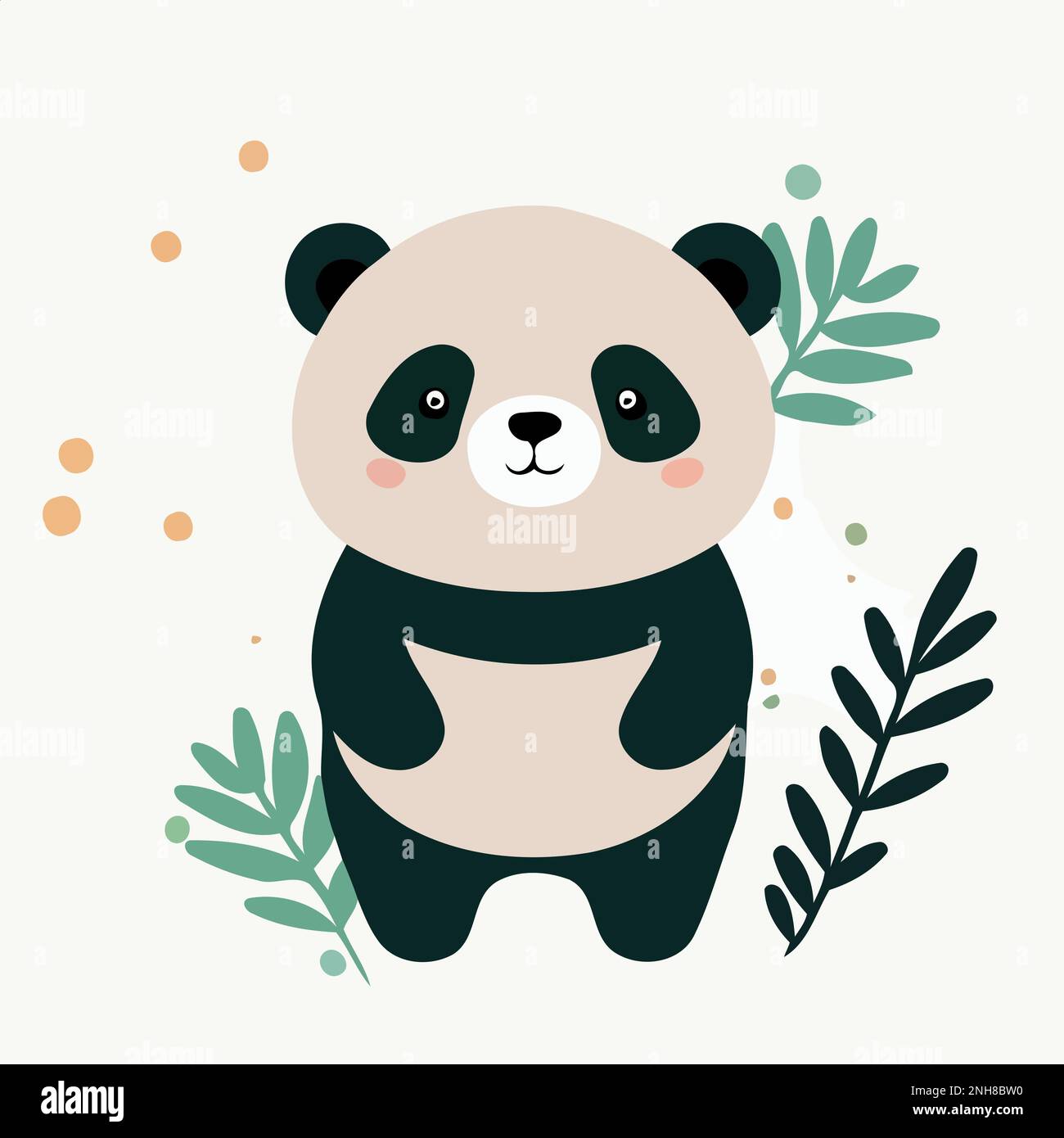 common panda bear mammal animal body Minimalist vector illustration ...