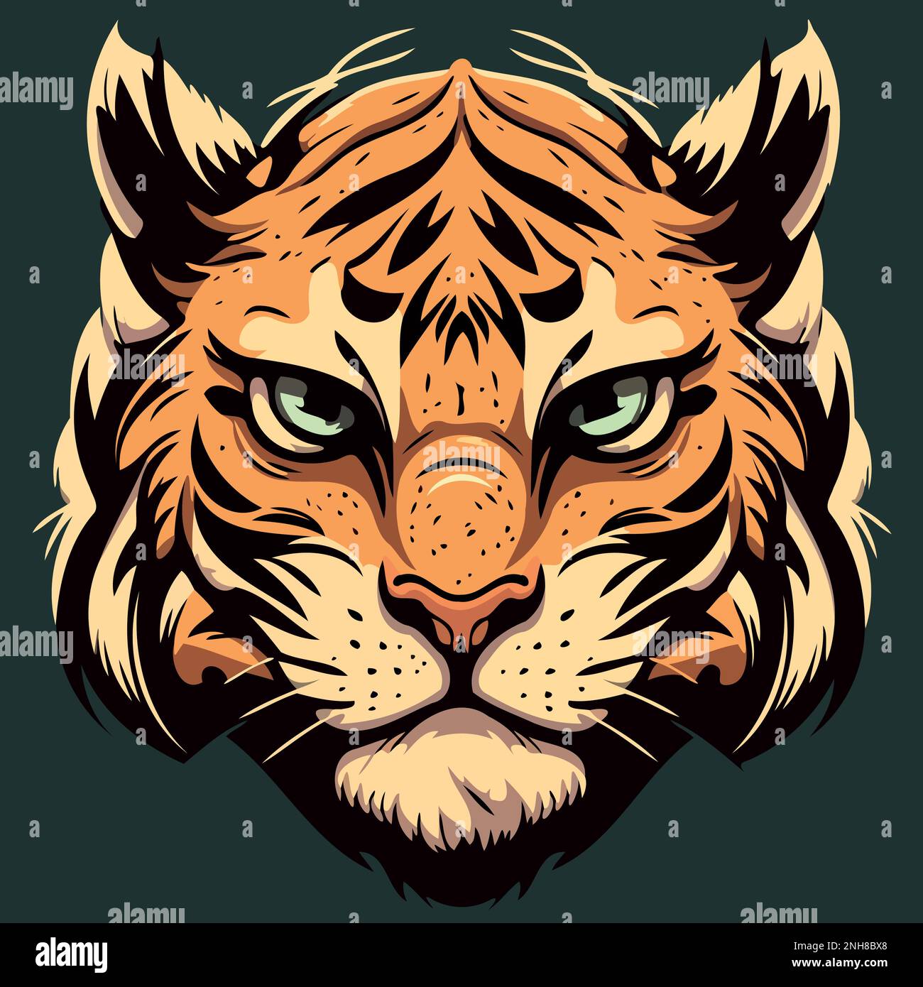 common tiger feline mammal animal face Minimalist vector illustration ...