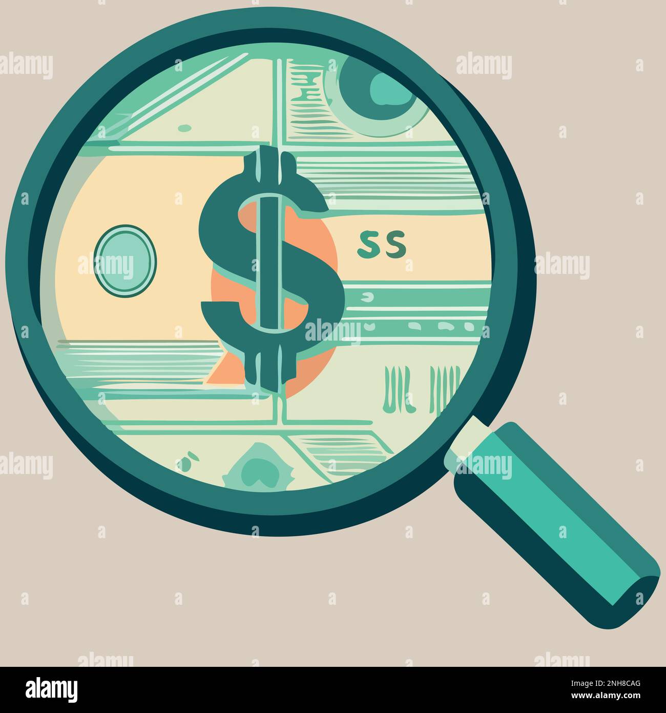 magnifying glass object magnifying money dollar image minimalist vector ...