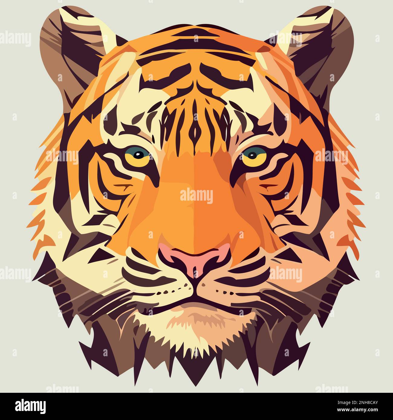 common tiger feline mammal animal face Minimalist vector illustration ...