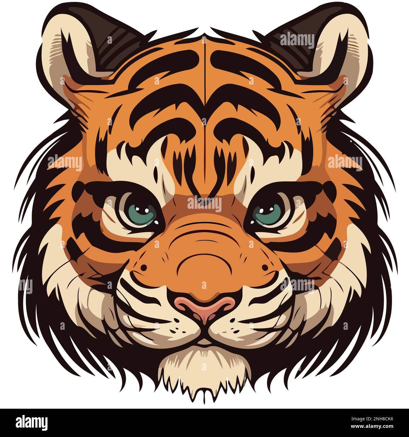 common tiger feline mammal animal face Minimalist vector illustration ...