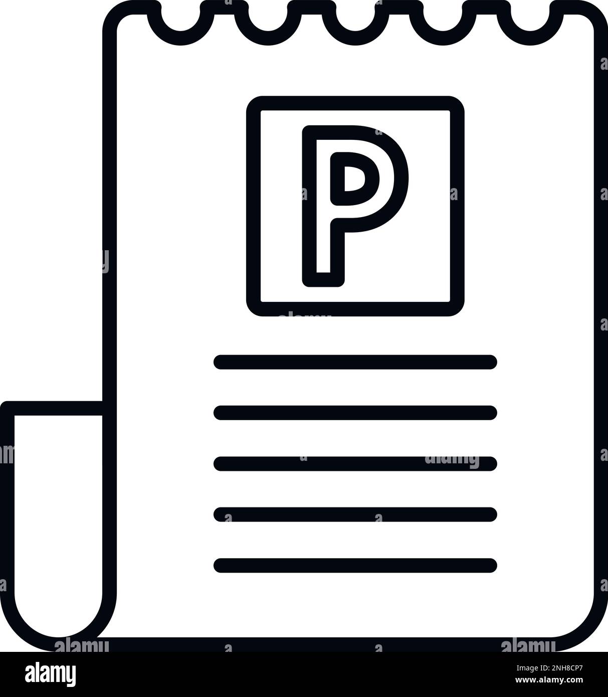 Paid parking bill paper icon outline vector. Lot space. Security zone ...