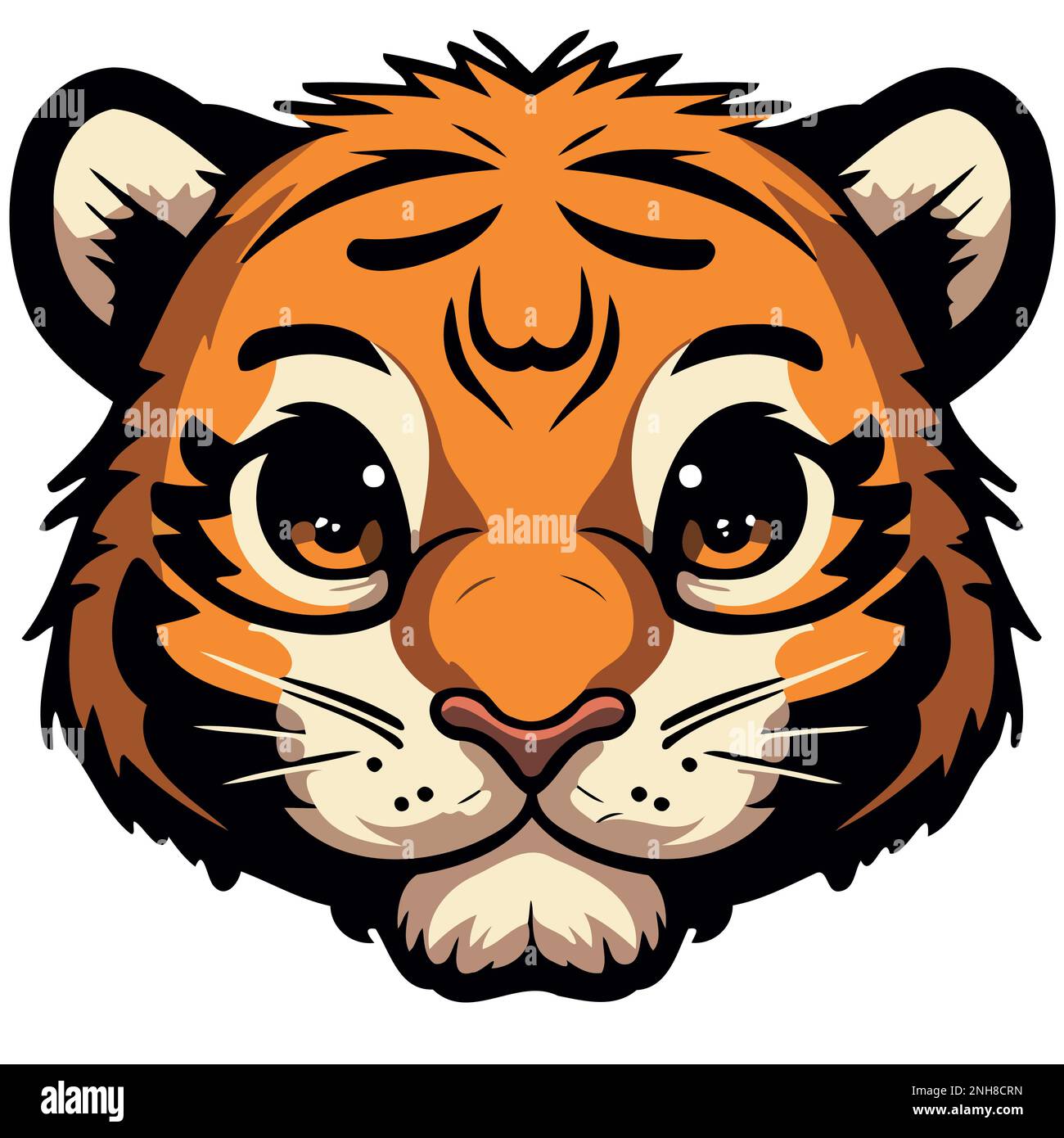 common tiger feline mammal animal face Minimalist vector illustration ...