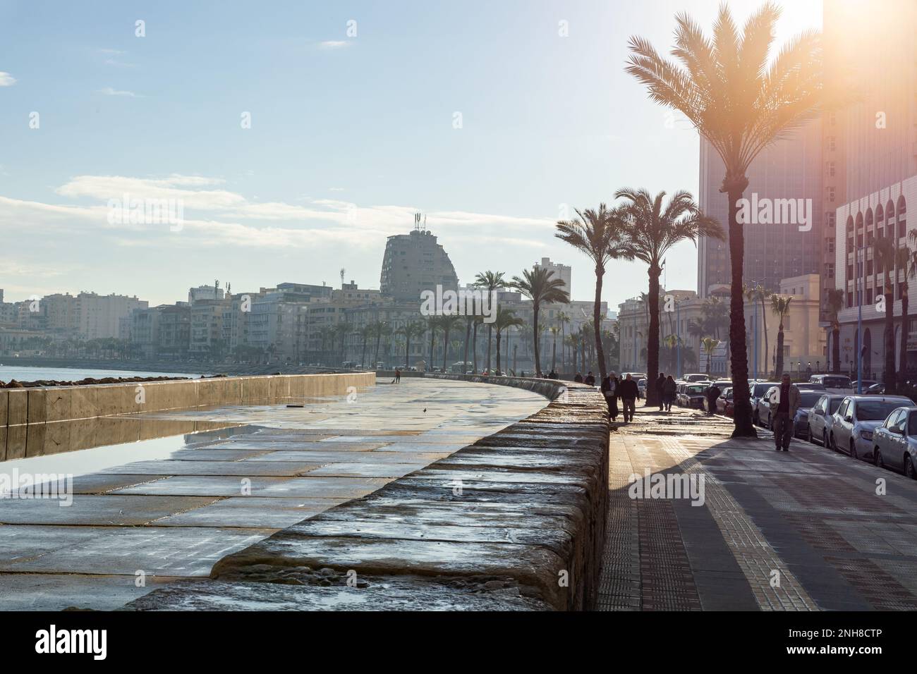 Corniche of Alexandria, the seconds largest city in Egypt. Traditional ...
