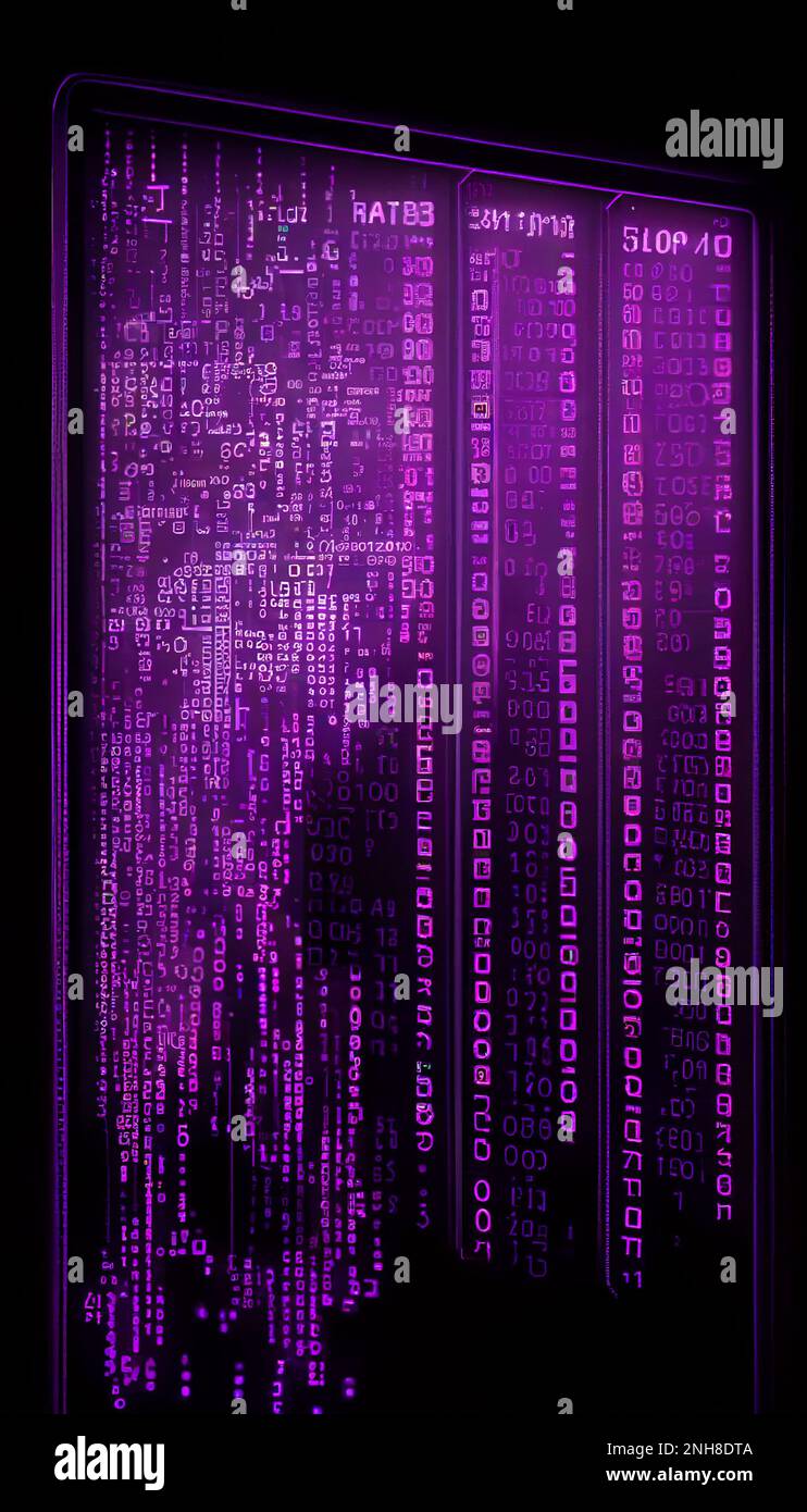 Digital Binary Code Matrix Purple Monochrom Background Scientific Technology Data Binary Code