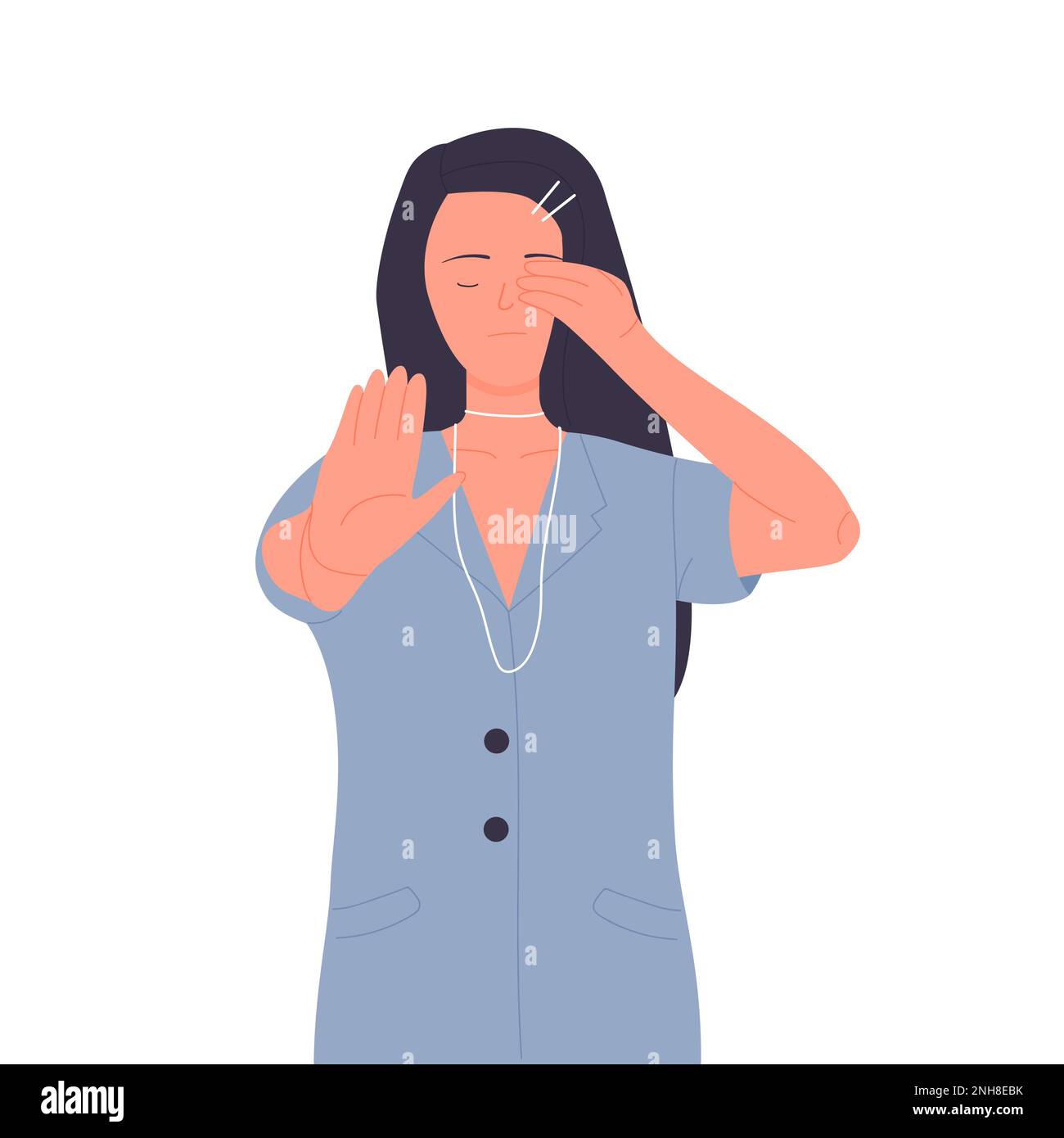 Girl with stop hand gesture. Body language, negative nonverbal pose ...