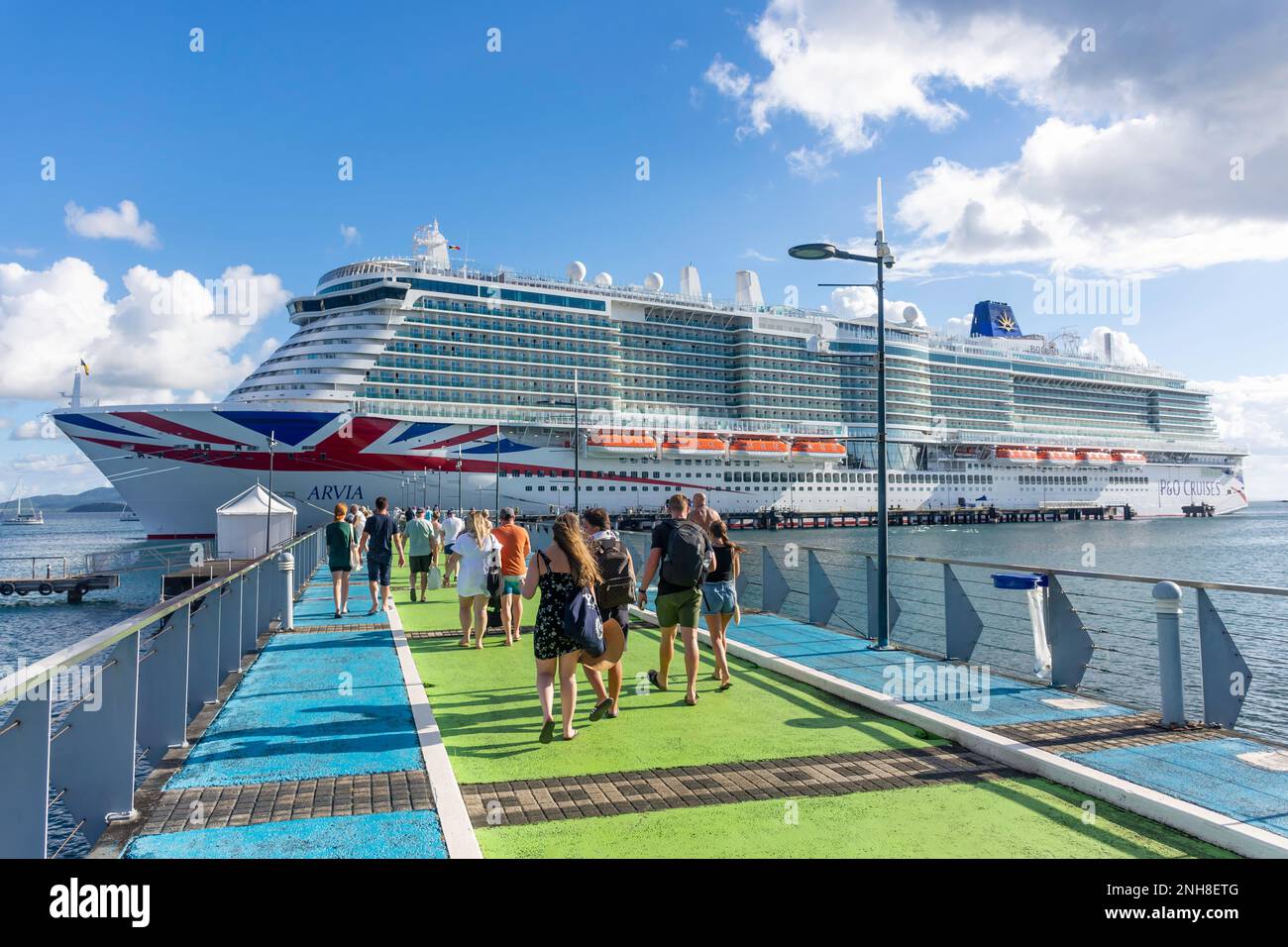 Passengers reboarding P&O Arvia cruise ship, Fort-de-France, Martinique ...