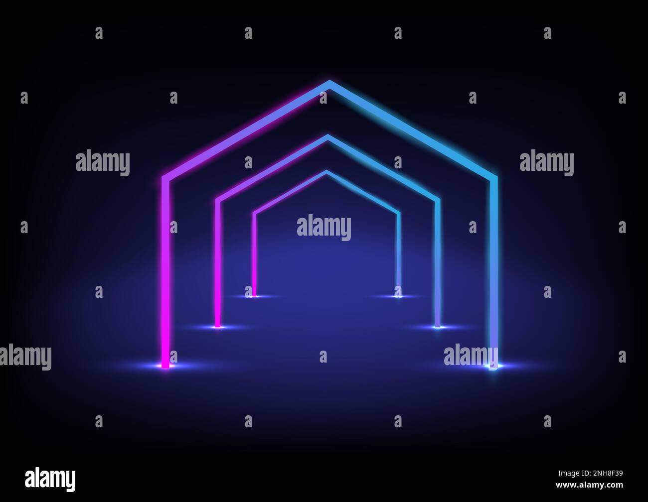 Abstract geometric neon tunnel technology background. Vector ...