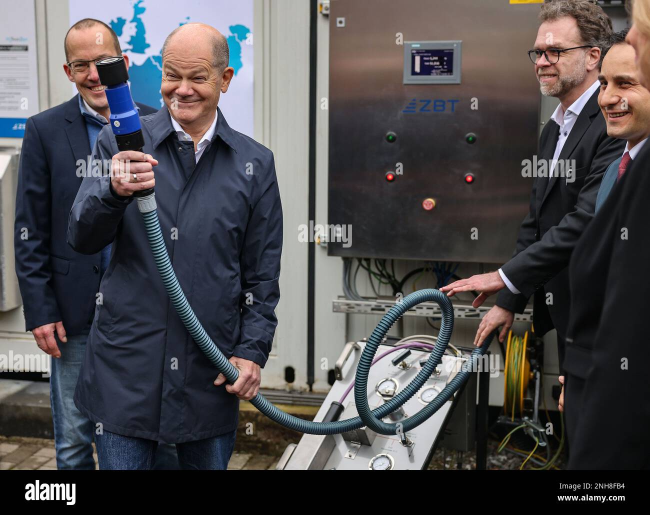 Duisburg Germany 21st Feb 2023 German Chancellor Olaf Scholz SPD Duisburg Germany 21st Feb 2023 German Chancellor Olaf Scholz SPD