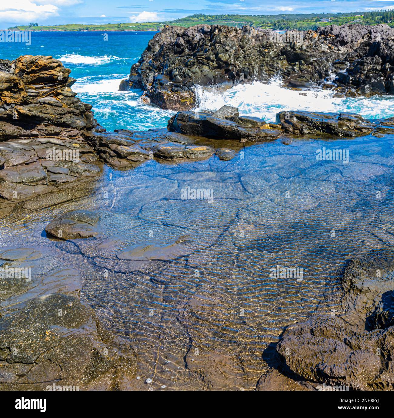 Tide Pools on Lava Formations, Makaluapuna Point, Kapalua, Maui, Hawaii ...
