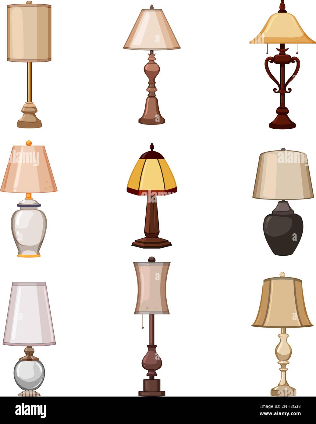 vintage table lamp set cartoon vector illustration Stock Vector Image & Art - Alamy