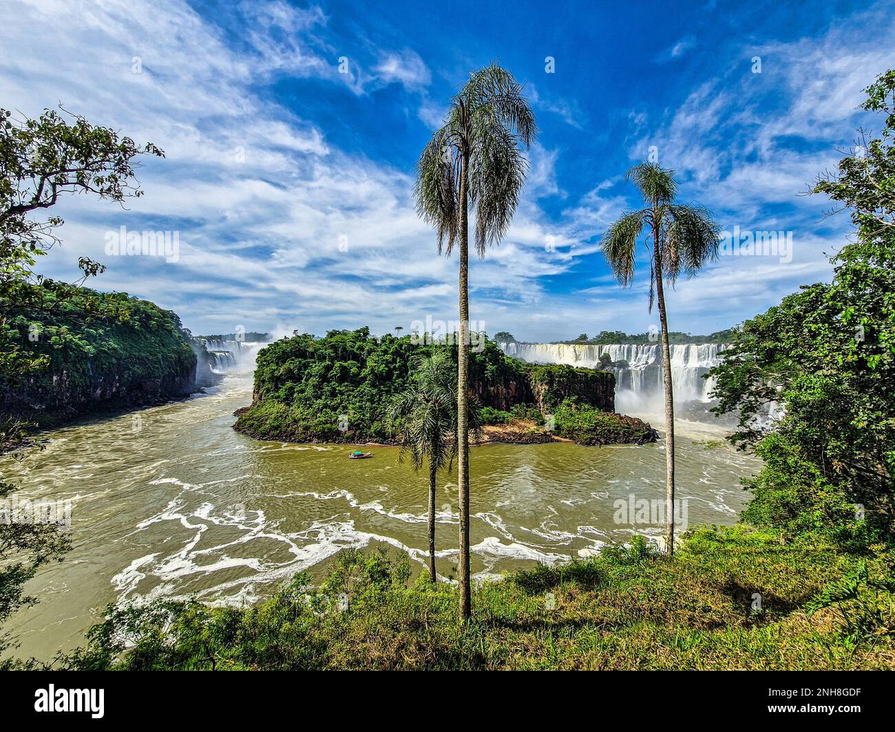 Iguazu Falls, the largest series of waterfalls of the world, located at ...