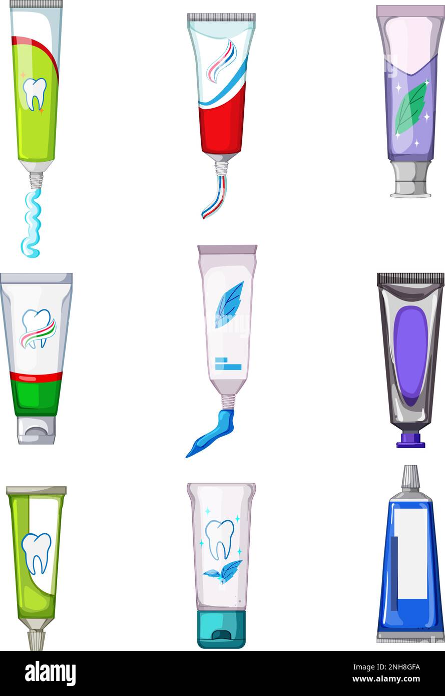 toothpaste set cartoon vector illustration sign color Stock Vector ...