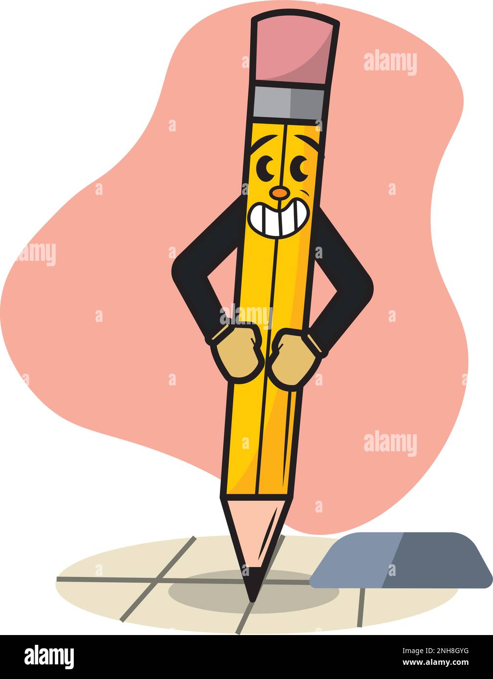 Isolated colored happy wooden pencil traditional cartoon character ...