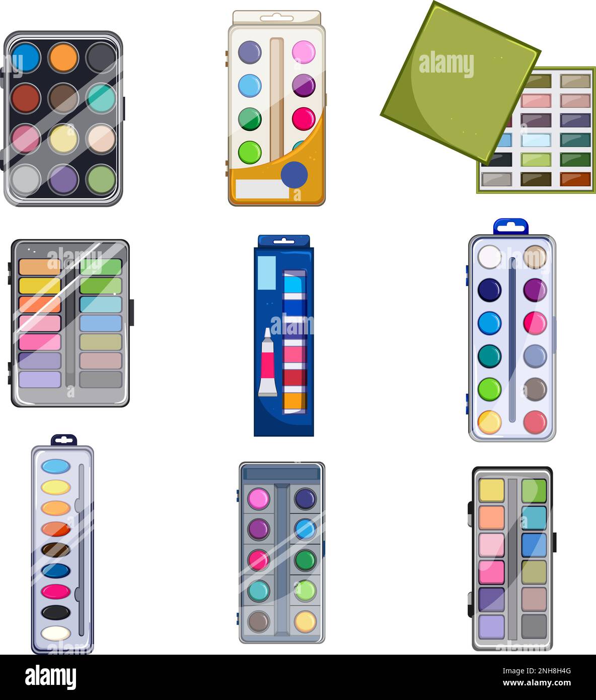 paint watercolor set cartoon vector illustration sign color Stock ...