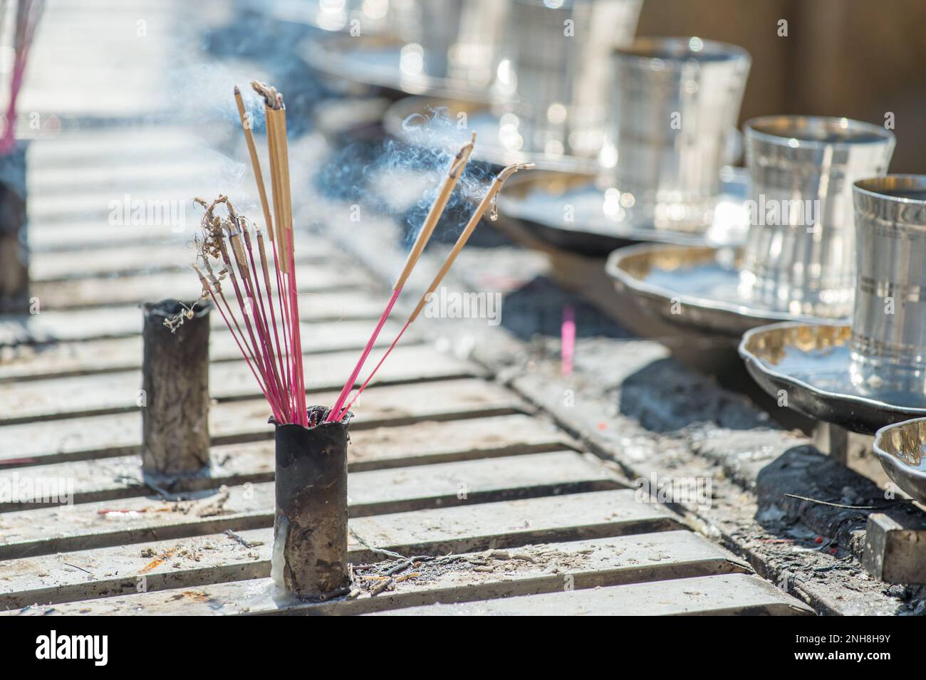 Incense at the Shwedagon Pagoda in Yangon. The temple was begun in the ...