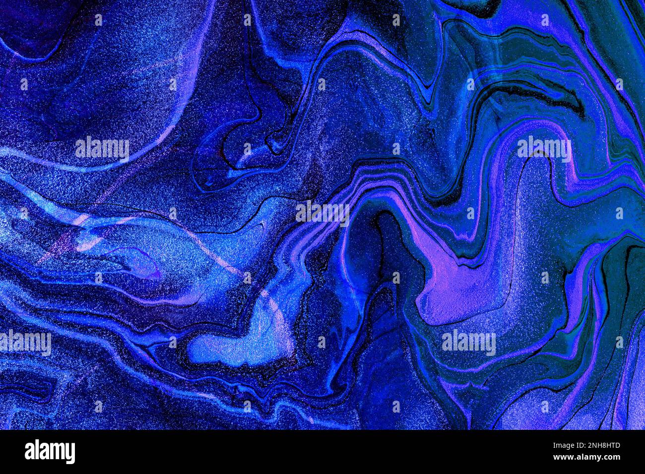Abstract fluid art background dark blue, violet color. Liquid marble ...