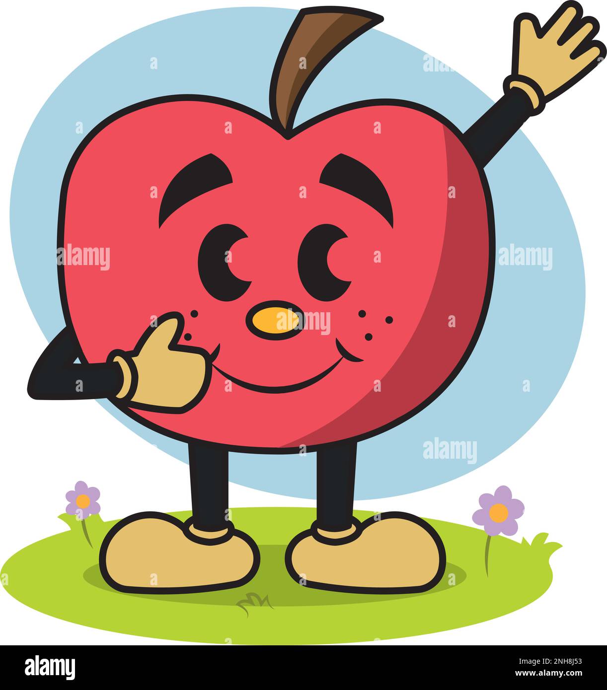 Isolated colored happy apple traditional cartoon character Vector Stock ...