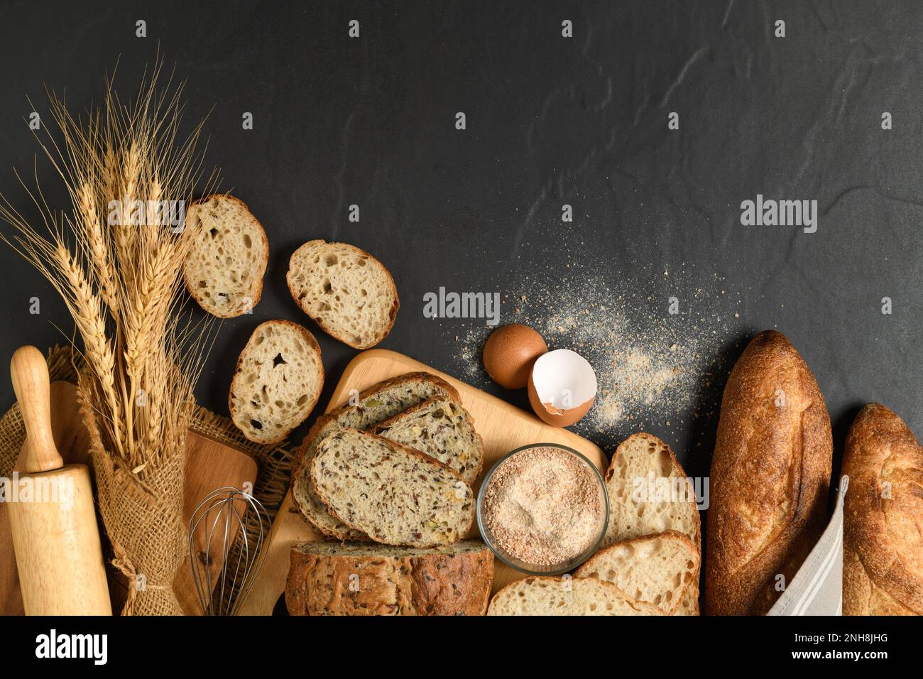 slide multi grain sourdough bread and sliced Baguette with Whole Wheat ...