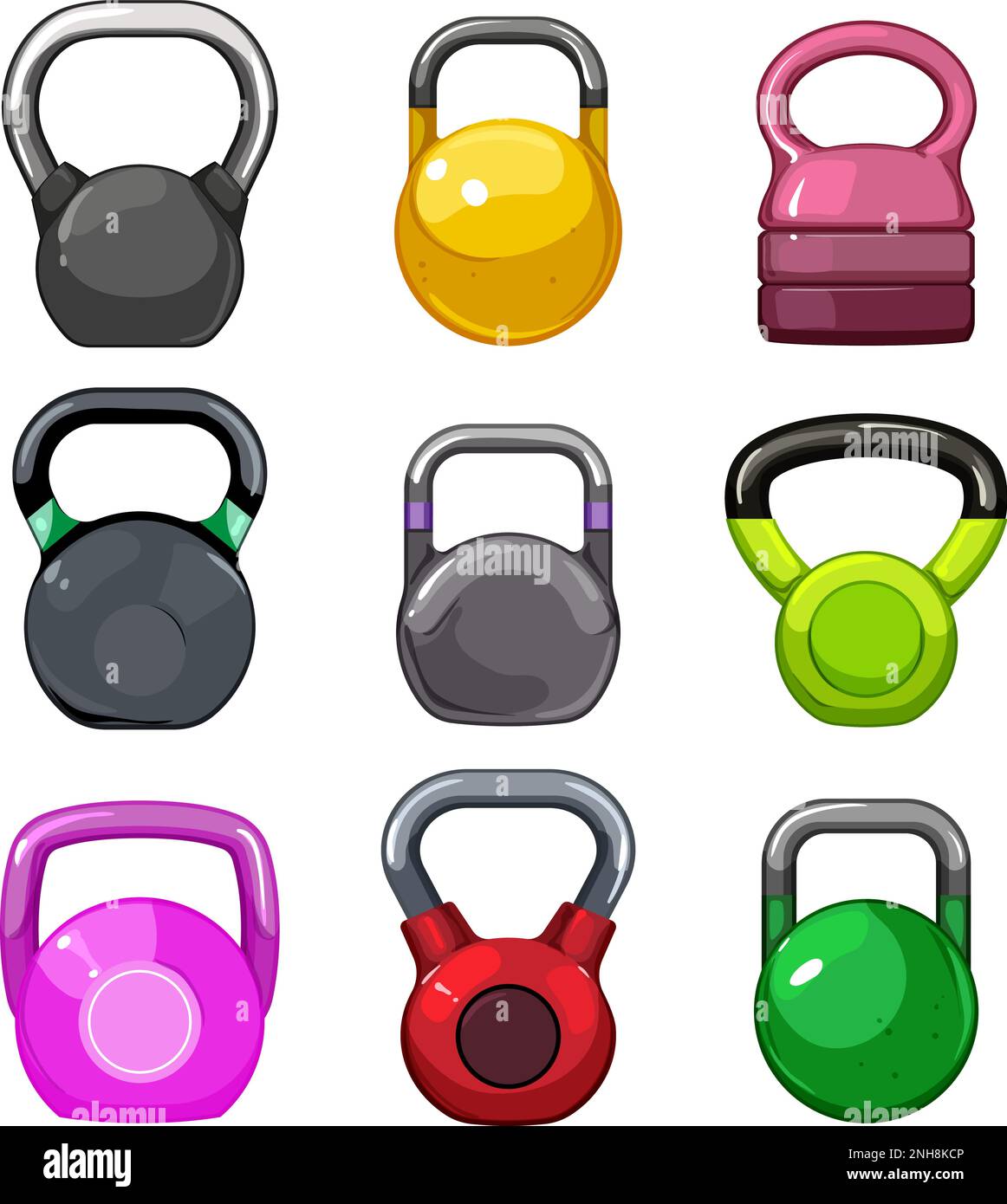 fitness kettlebell set cartoon vector illustration sign color Stock Vector Image & Art - Alamy