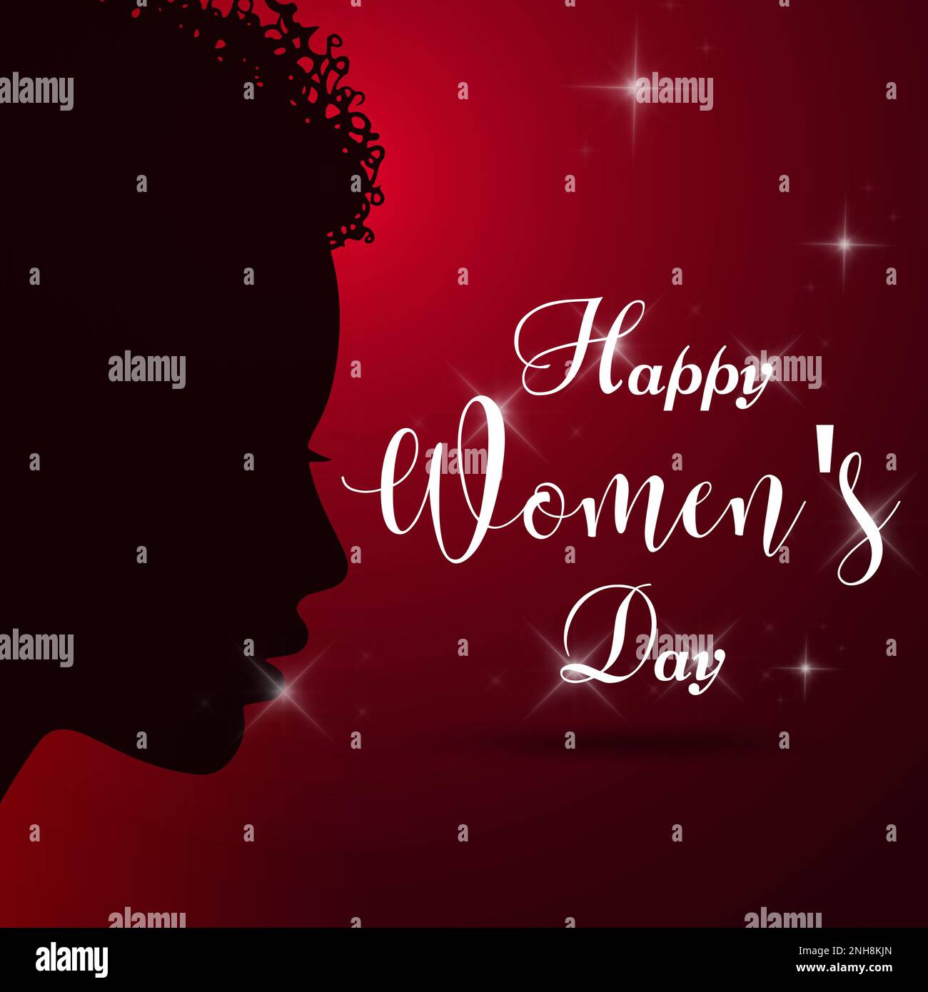 Happy Women's Day Dark Red concept with women silhouette. For social ...