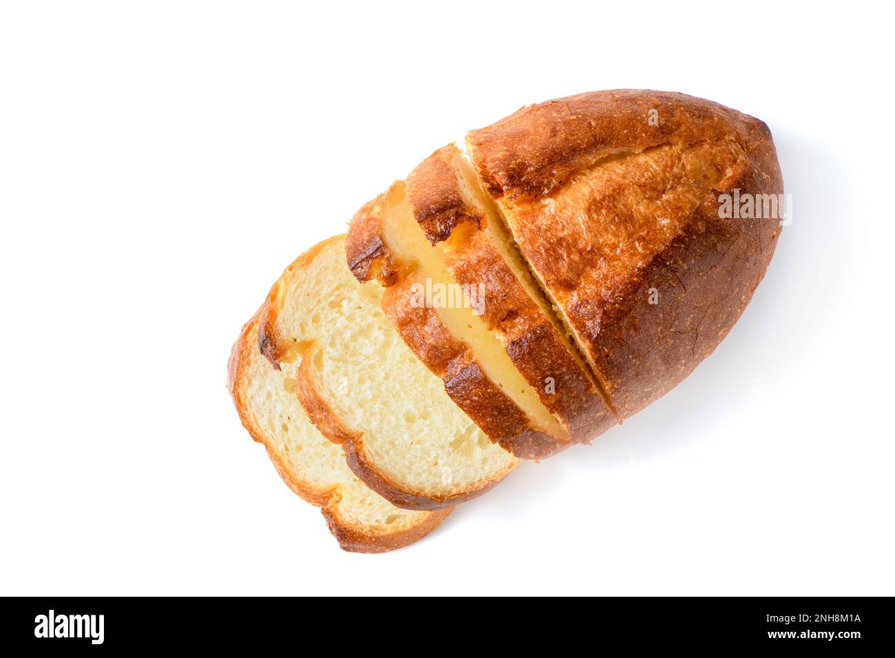 Sliced of fresh homemade french breads isolated on white background ...