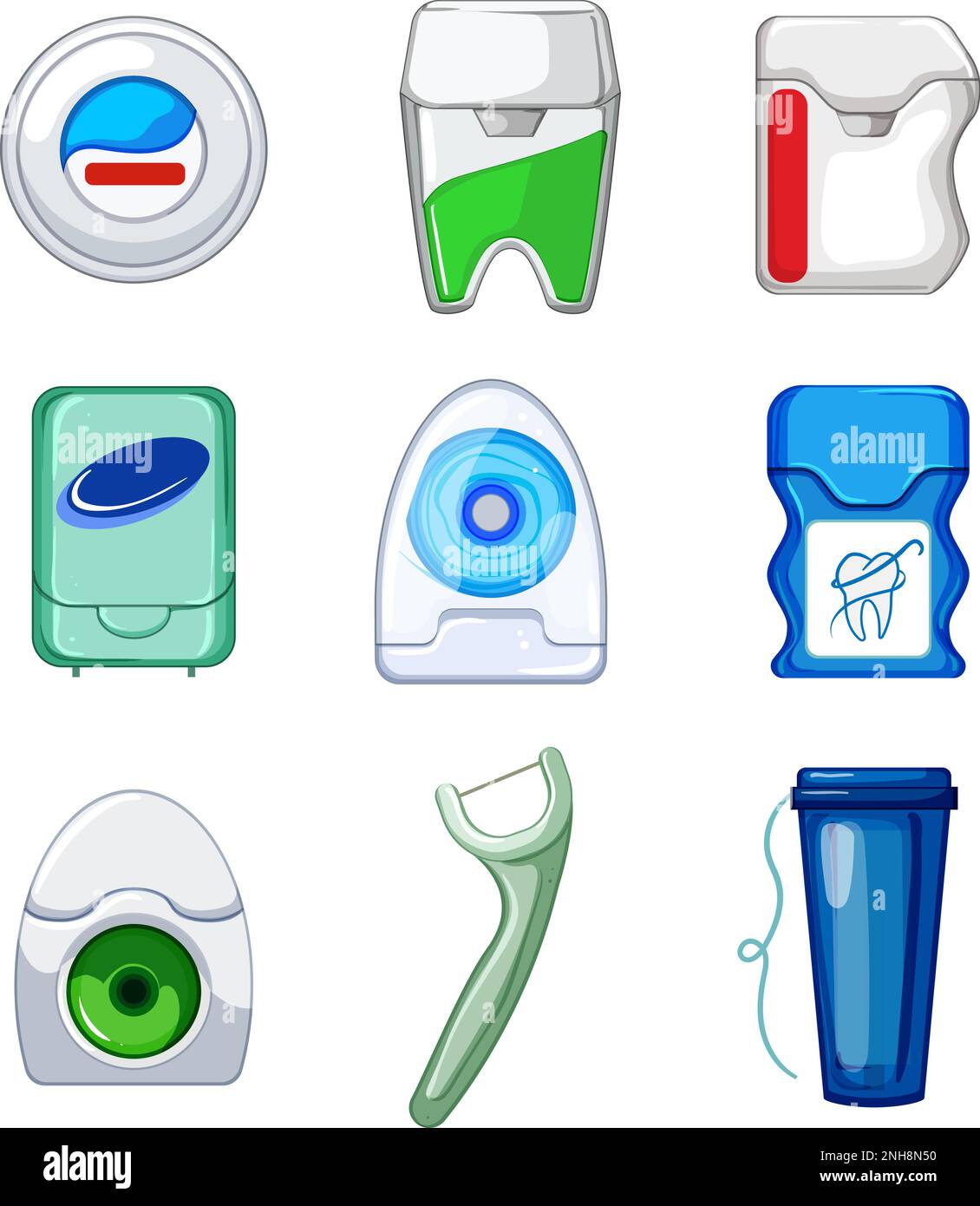 dental floss set cartoon vector illustration sign color Stock Vector ...